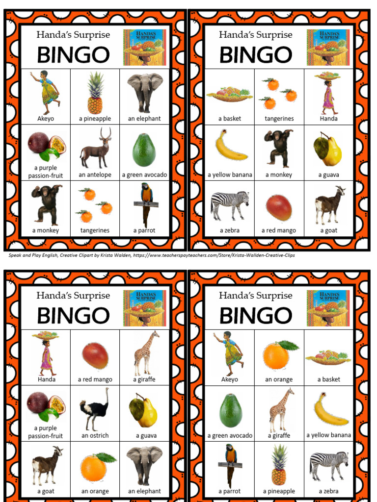 Handa S Surprise Bingo Game Printable | PDF | Tropical Fruit | Edible ...