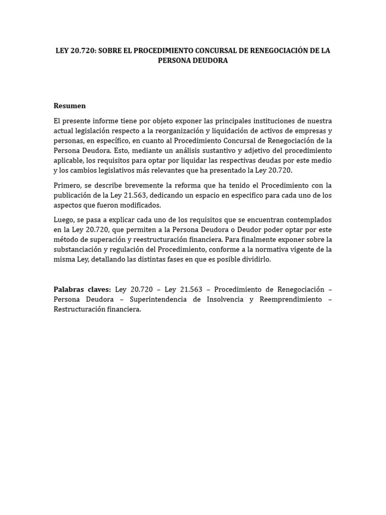 Procedimiento de Renegociación de la Persona Deudora | PDF | Pagos ...