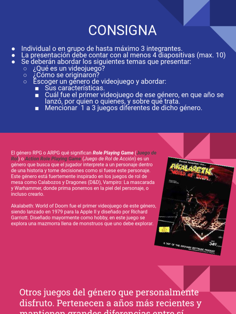 Consigna Videojuegos | PDF