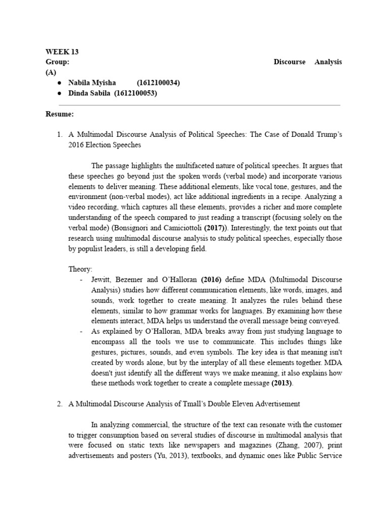 DISCOURSE ANALYSIS-ASSIGNMENT (4 JUNE 2024) | Download Free PDF | Communication | Liberal Arts ...