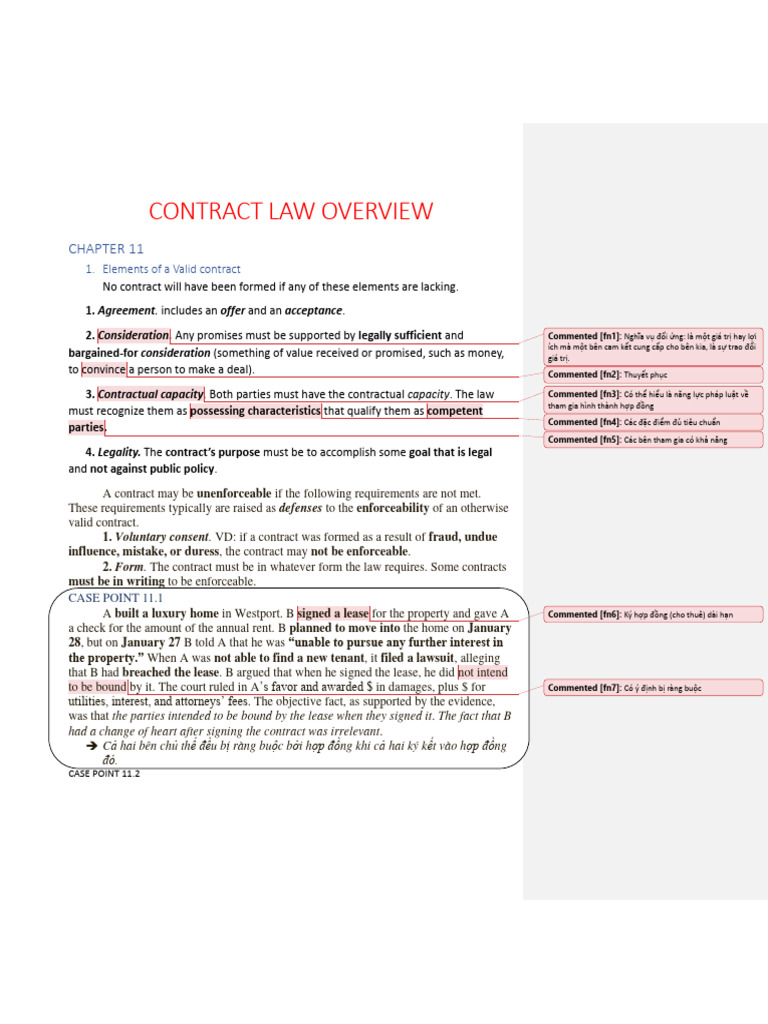 Contract Law Overview | PDF | Lease | Offer And Acceptance