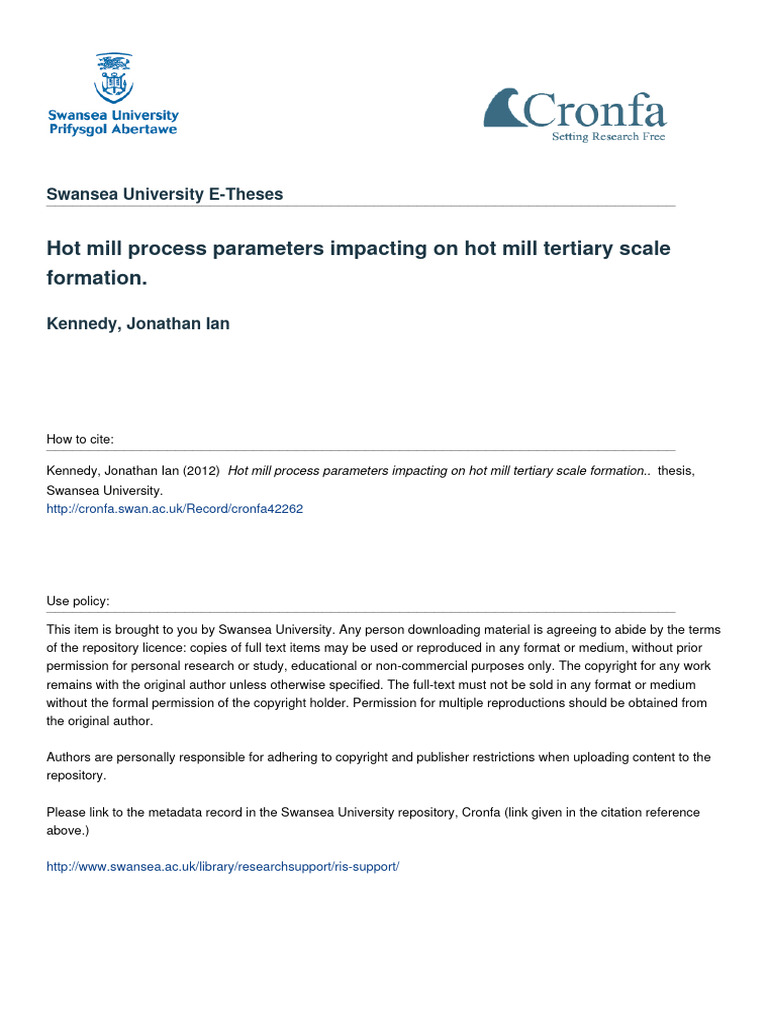 Hot Mill Process Parameters Impacting On Hot Mill Tertiary Scale ...