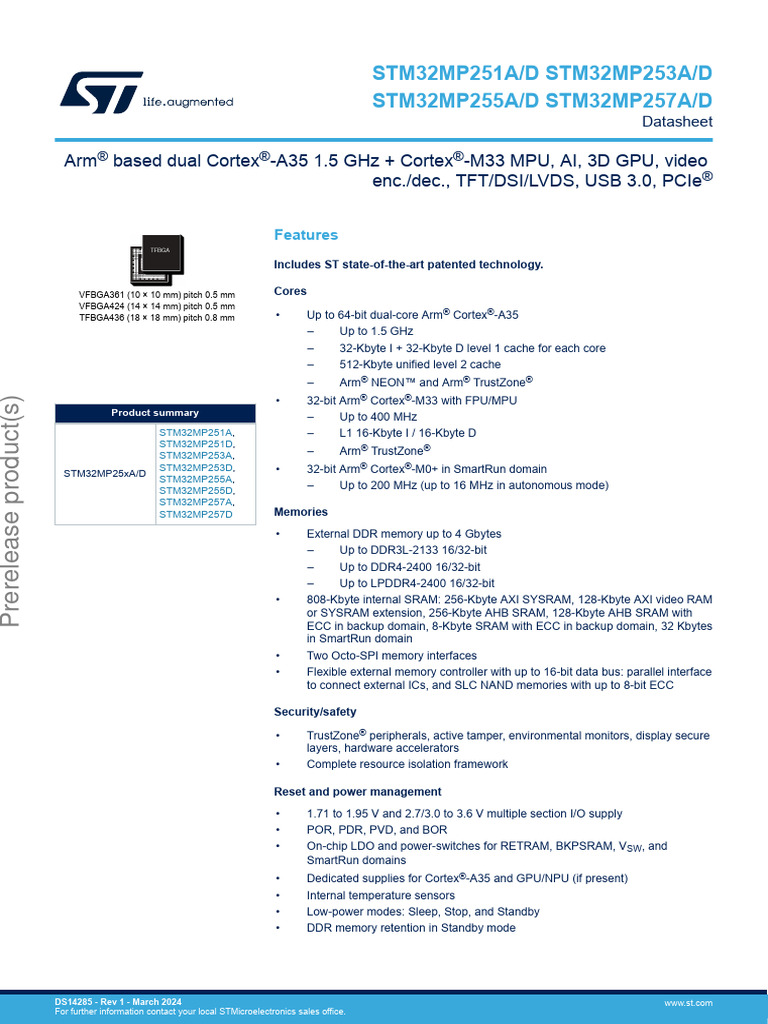 STM 32 MP 257 A | PDF | Central Processing Unit | Usb