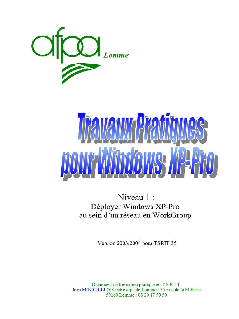Formation Pratique Windows XP-Pro Niveau 1 | PDF | Registre Windows ...