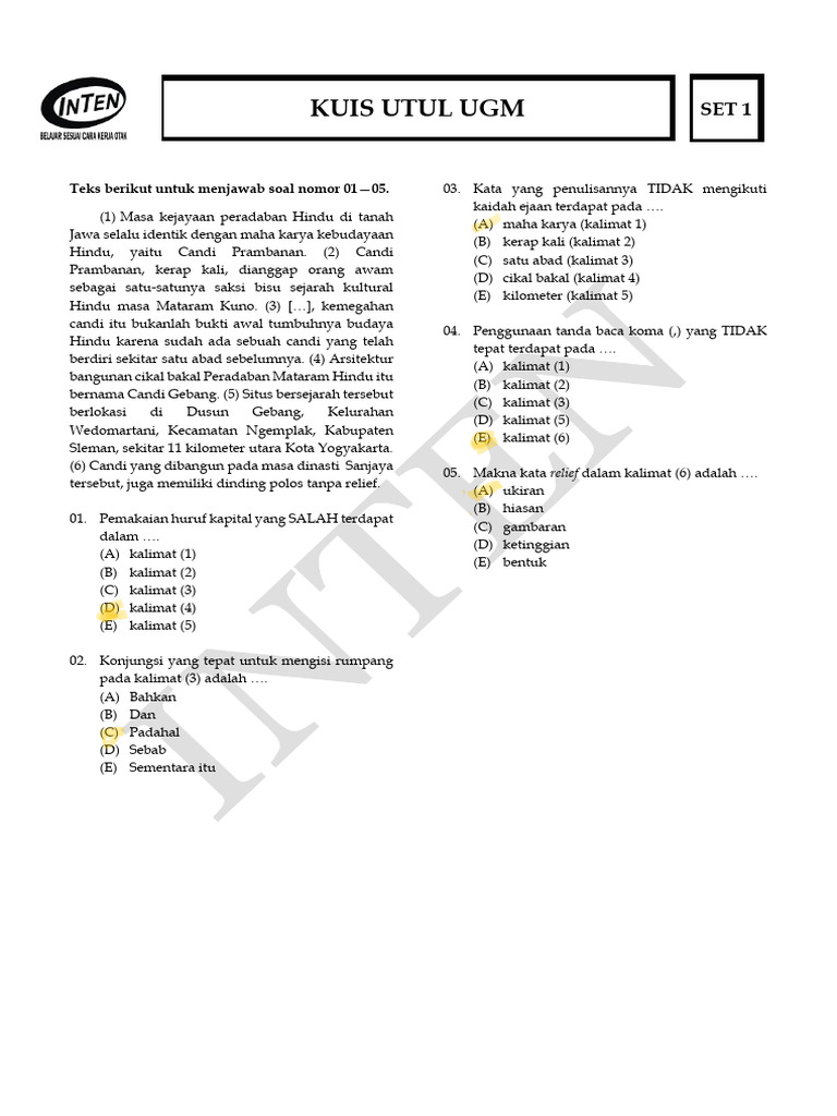 Kuis Utul Ugm Set 1 | PDF