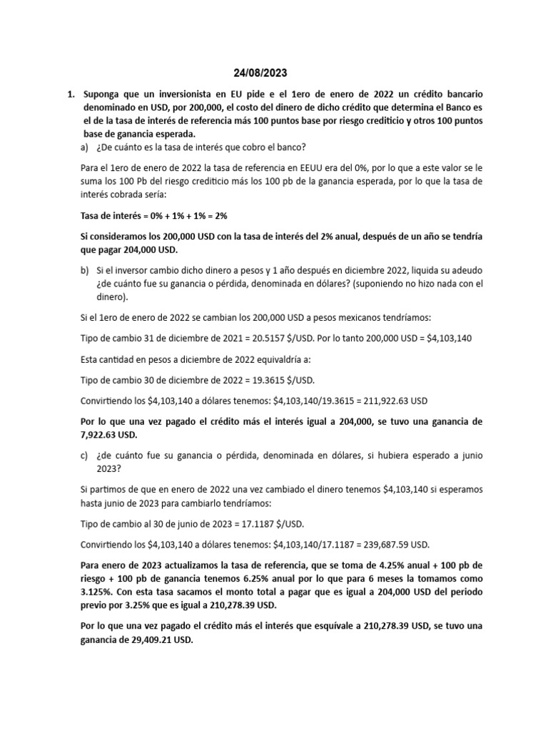 Preguntas Sobre Determinantes de La Oferta y Demanda Monetaria | PDF ...