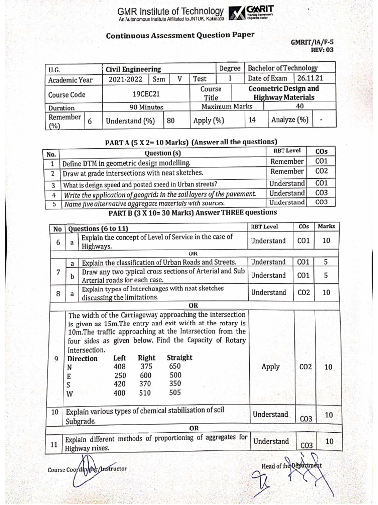 3rd BTech 2021-22civil GDHM Ses-Q1 | PDF