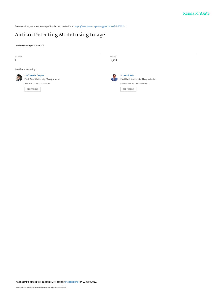 Autism Detecting Model Using Image | PDF | Deep Learning | Autism Spectrum