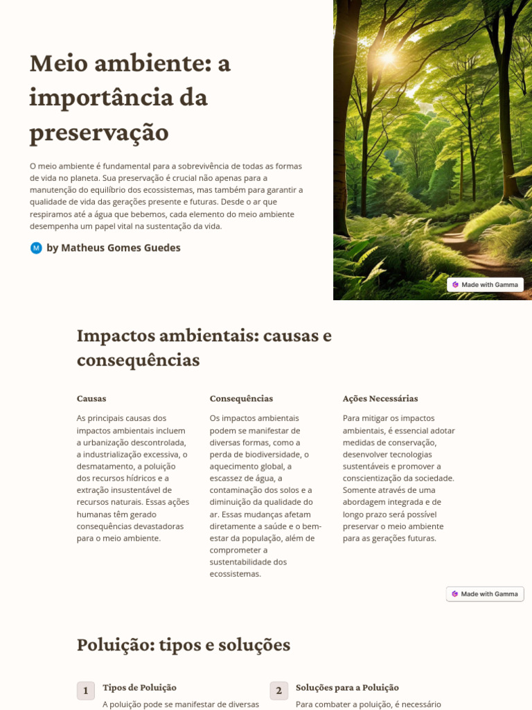 Meio Ambiente A Importancia Da Preservacao | Download grátis PDF ...