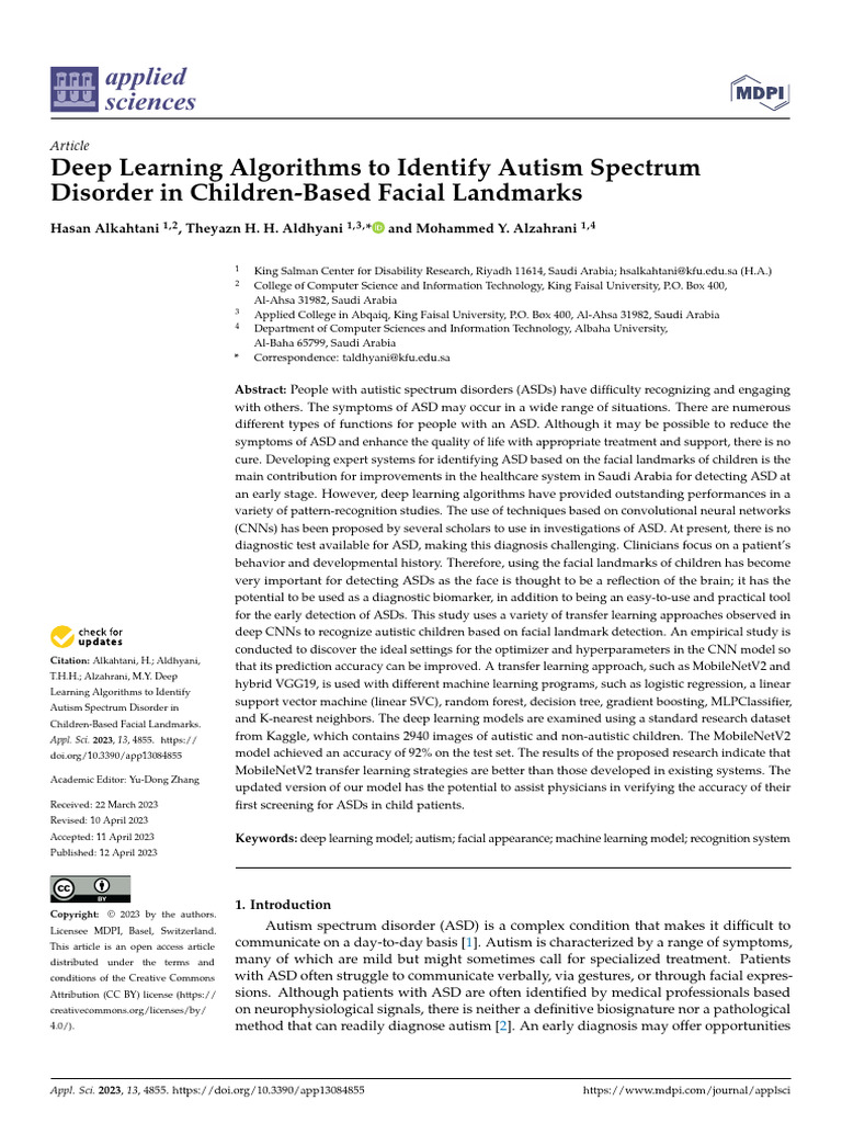 Deep Learning Algorithms To Identify Autism Spectrum | PDF | Autism Spectrum | Deep Learning