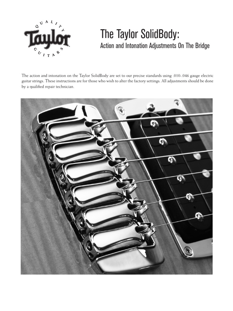 Taylor SolidBody Bridge Setup Guide | PDF | Guitars | String Instruments
