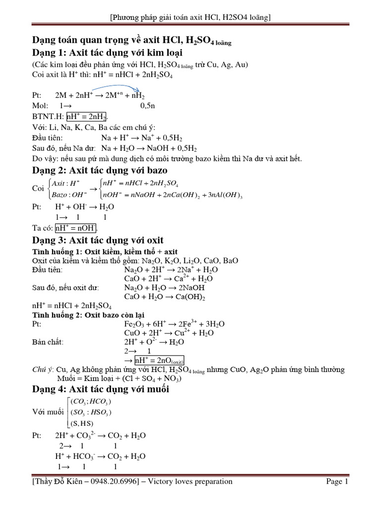 Axit HCl, H2SO4 loãng | PDF