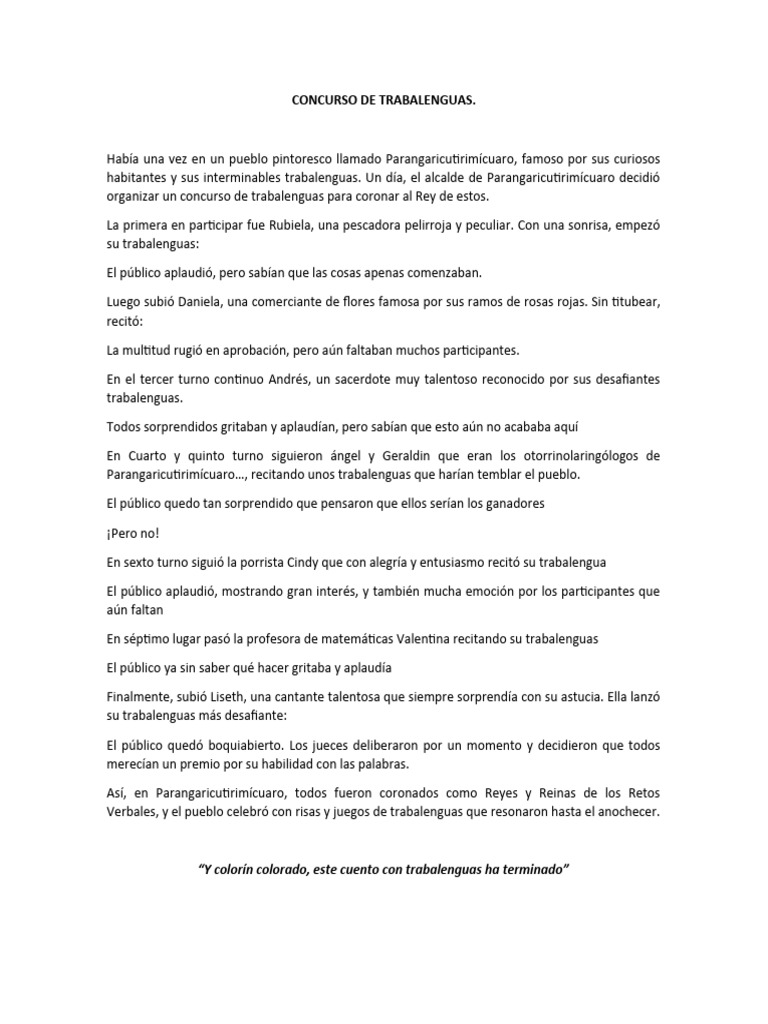 Concurso de Trabalenguas | PDF | Arte