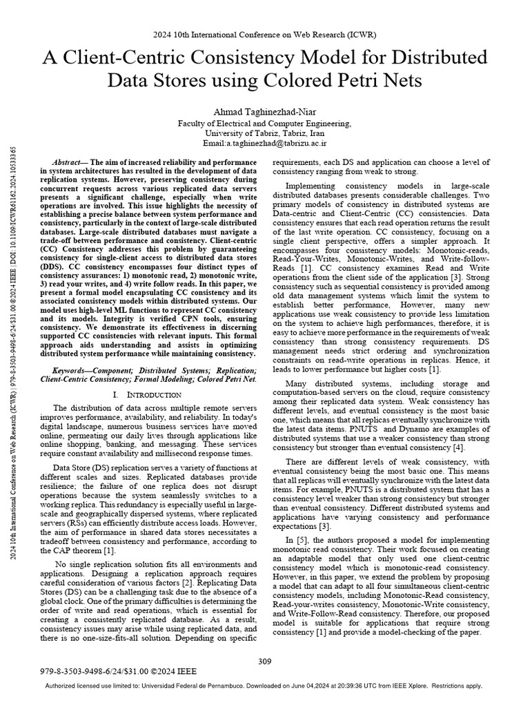 Client-Centric Consistency in Distributed Data Stores | PDF | Replication (Computing ...