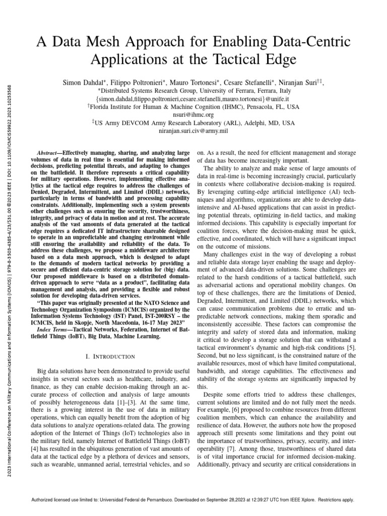 01 IEEE 2023 A Data Mesh Approach For Enabling Data-Centric ... 01 IEEE 2023 A Data Mesh Approach For Enabling Data-Centric ...