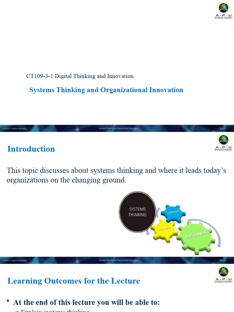 Systems Thinking for Organizational Innovation | PDF | System | Innovation