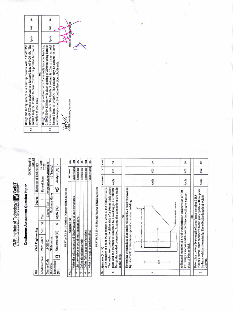 3rd Btech 2021-22 CIVIL DSS Ses-Q1 | PDF