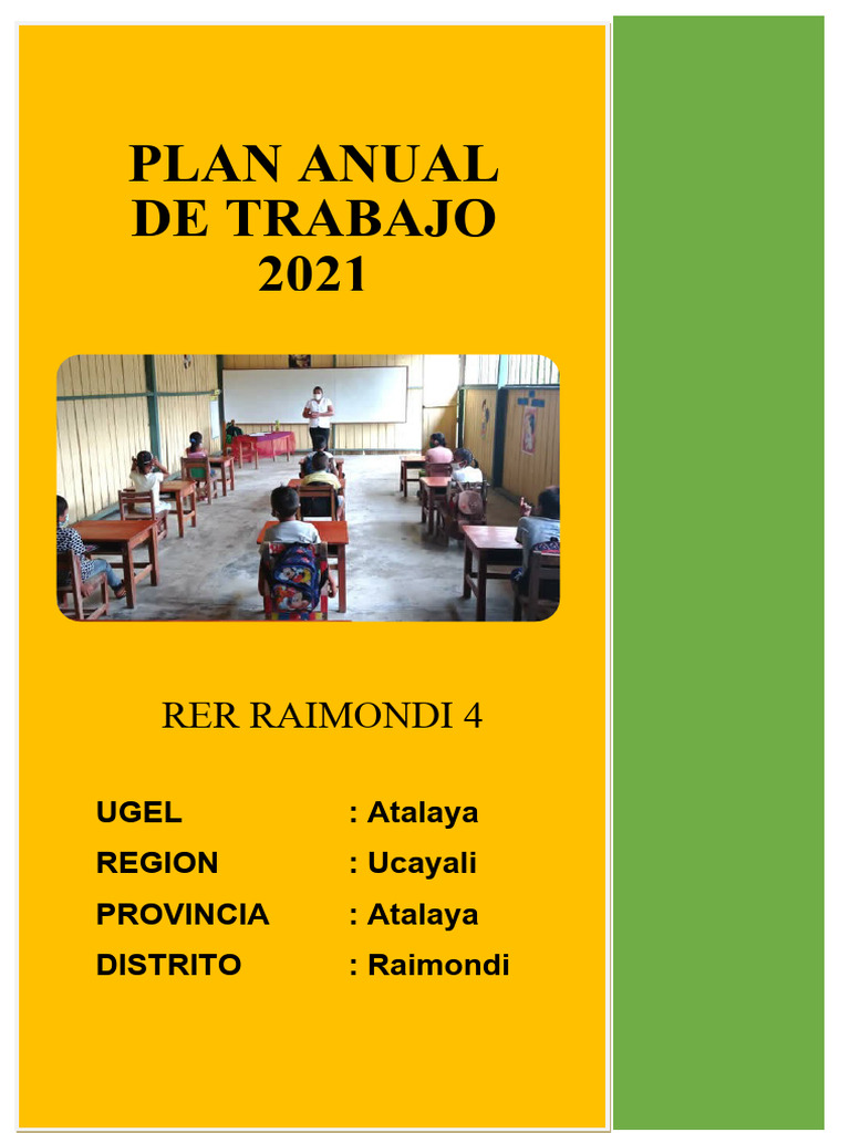 Plan Anual de Trabajo 2021-Rer Raimondi 4 Ok Docx | PDF | Educación primaria | Institución