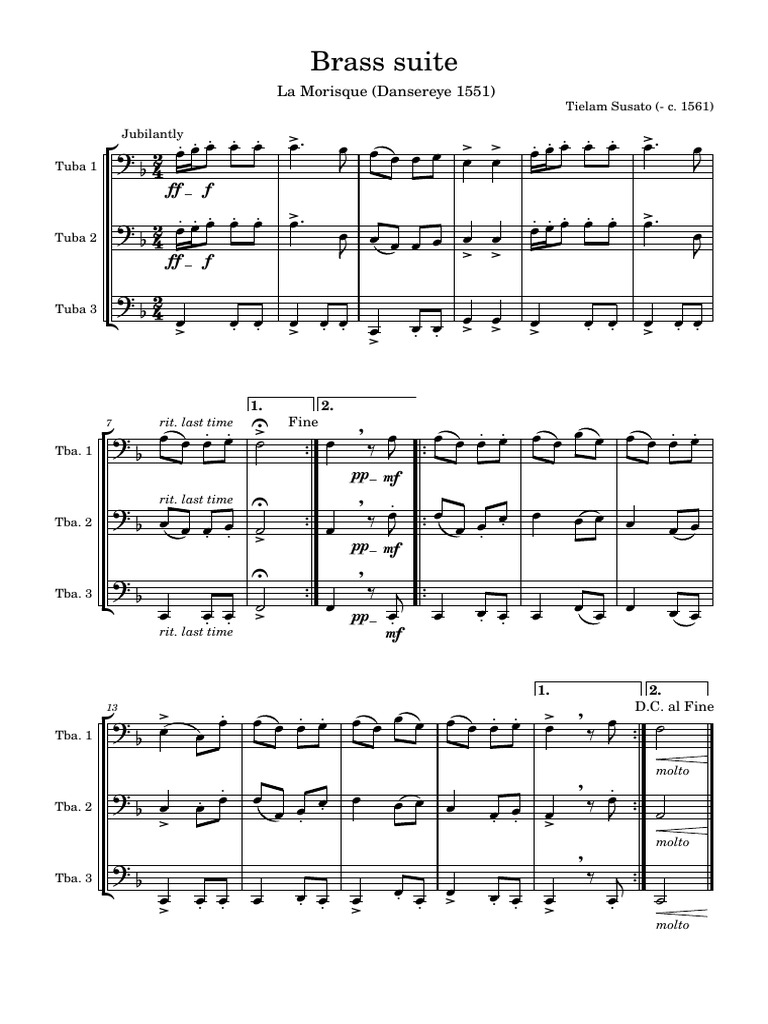 Susato's Brass Suite Overview | PDF | Brass Instruments | Aerophones