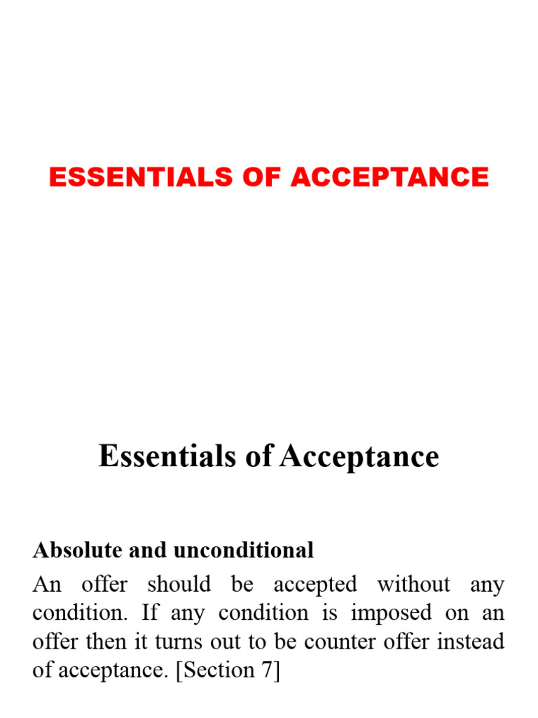 Essentials of Acceptance | PDF | Offer And Acceptance | Justice