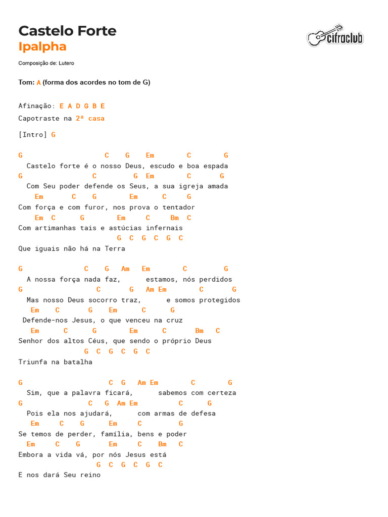 Castelo Forte: Letra e Acordes | PDF | Castelo | Crença e doutrina ...