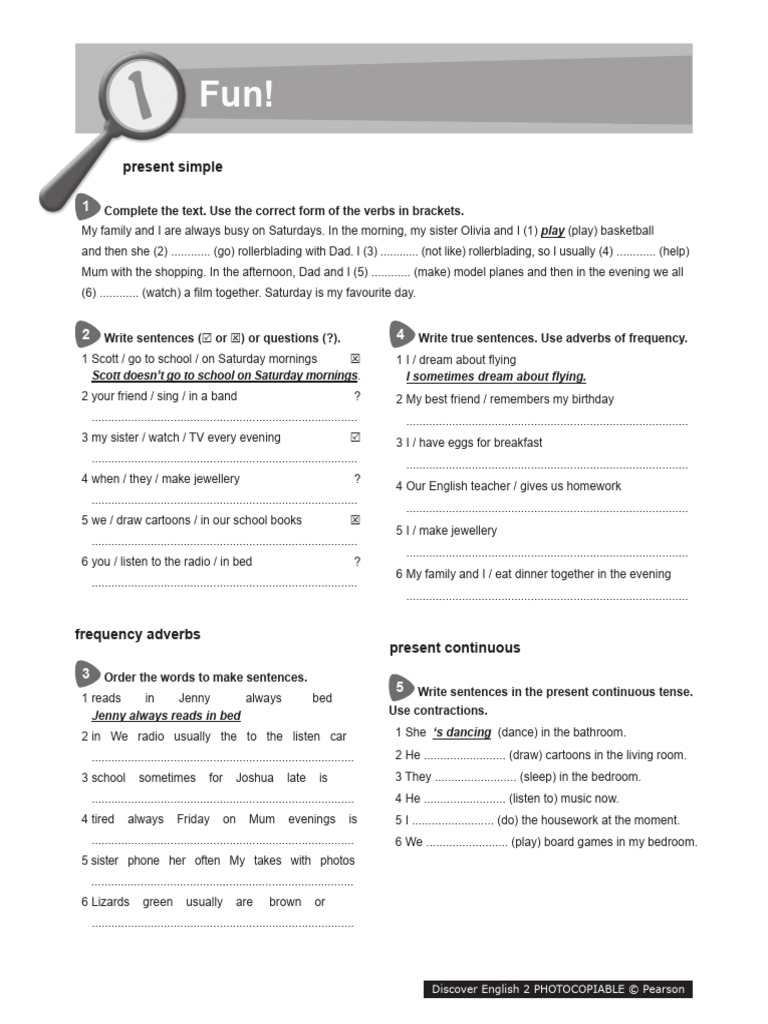 Discover - English - 2 - Worksheet 1 | PDF | Linguistics | Syntax