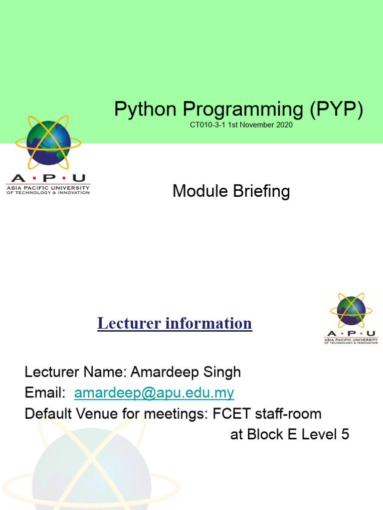 01 - Module Briefing | PDF | Modular Programming | Computer Programming 01 - Module Briefing | PDF | Modular Programming | Computer Programming