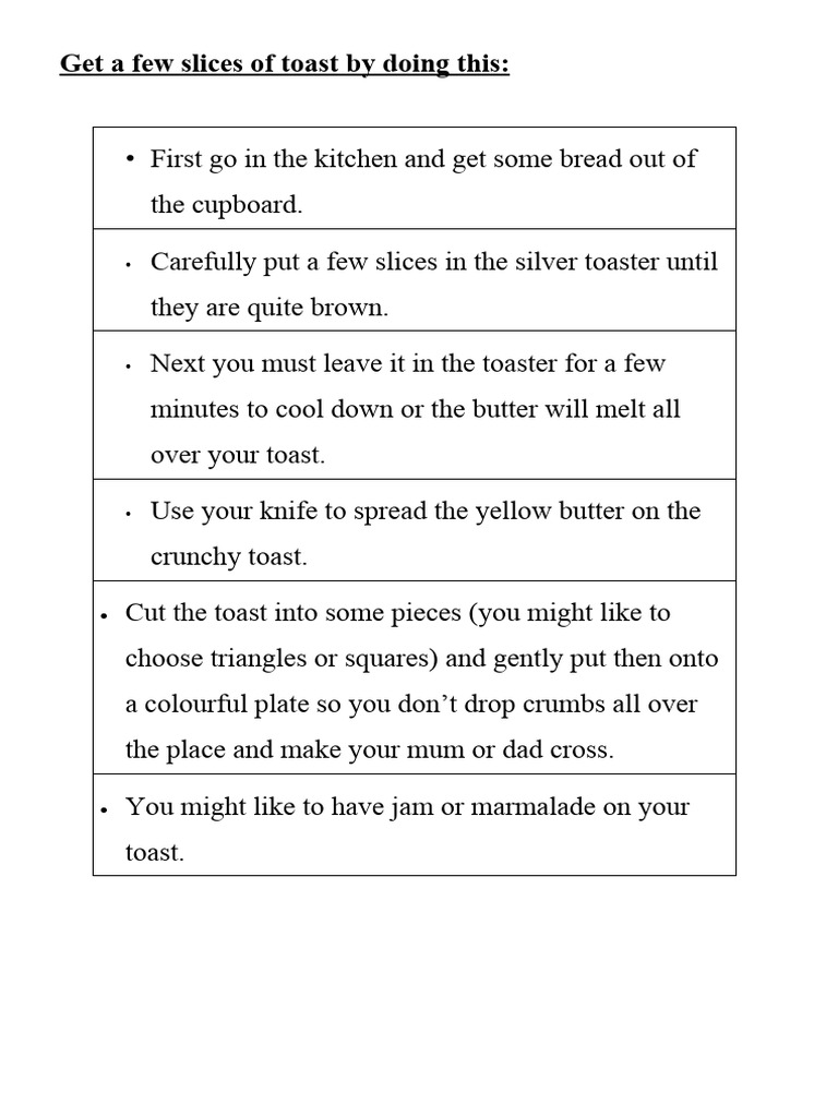 Toast-Making Guide for Kids | PDF
