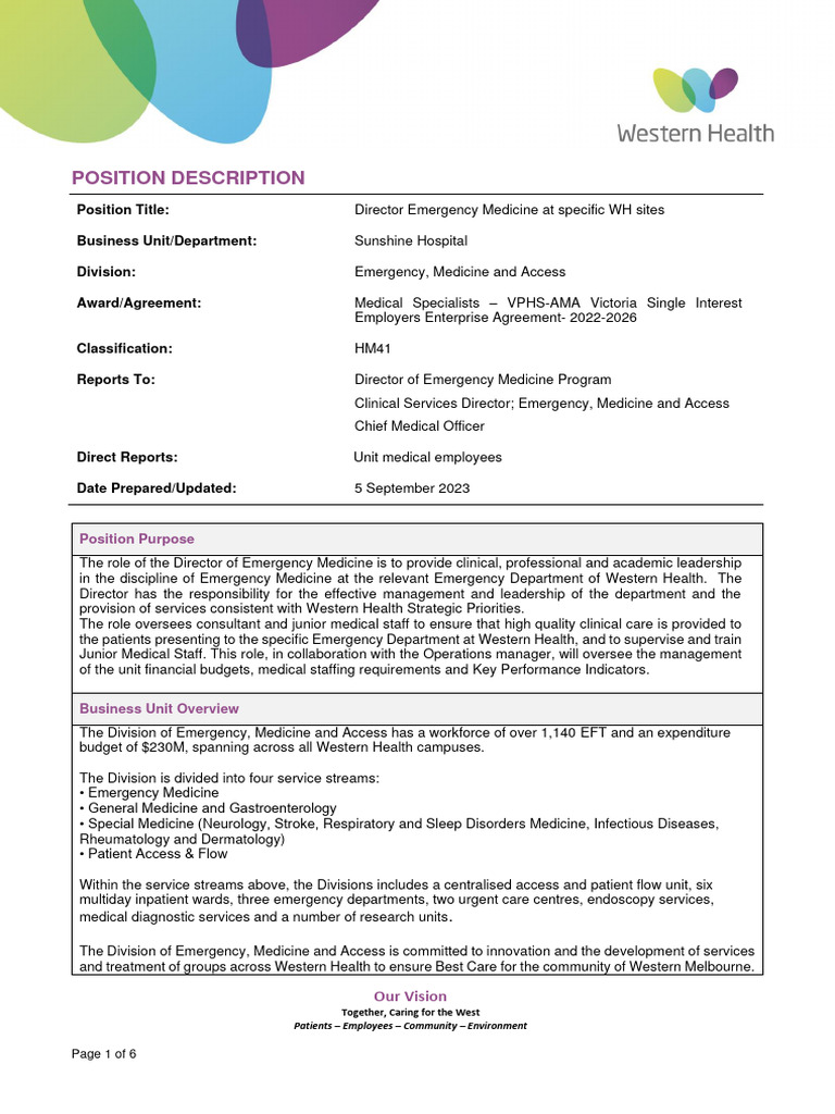 PD ED Director - POSITION DESCRIPTION DEM 2023 Final | Download Free ...