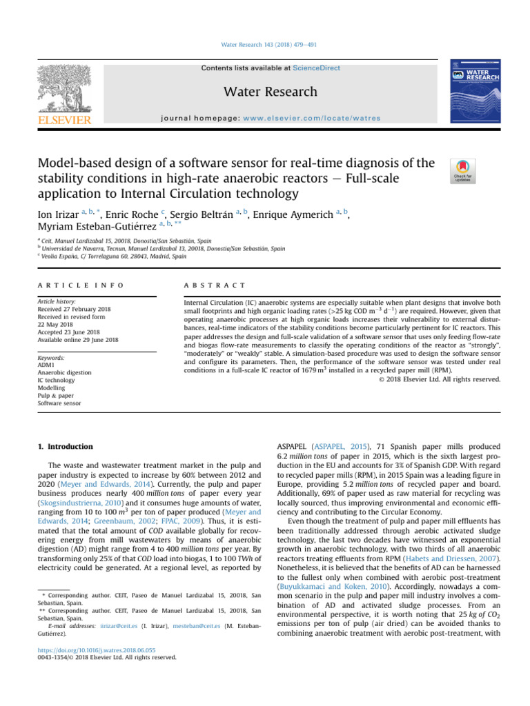 Model-Based Design of A Software Sensor For Real-Time Diagnosis of The... | PDF | Anaerobic ...