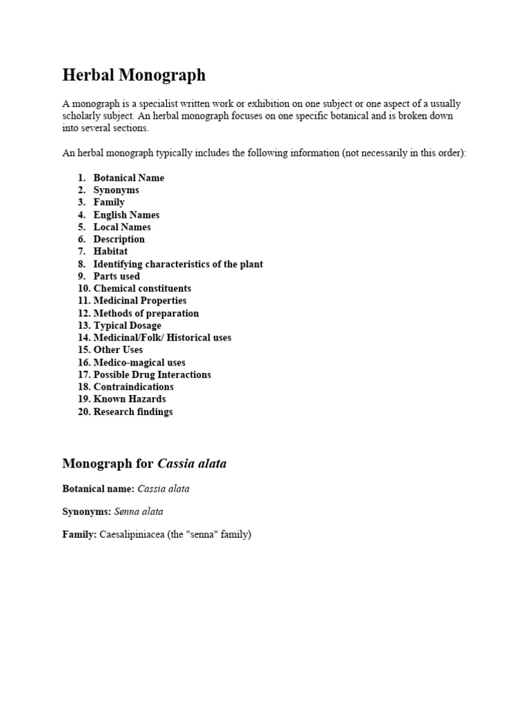 Herbal Monograph | PDF | Dermatitis | Medicinal Plants