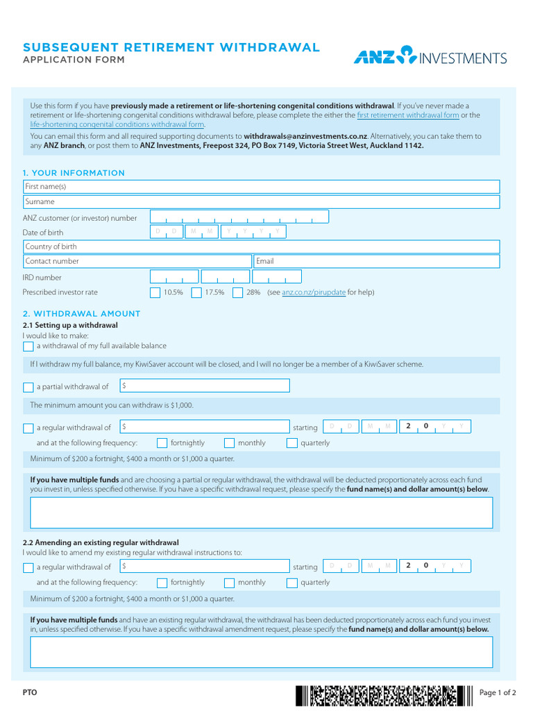 Subsequent Retirement Withdrawal Form | PDF | Banks | Privacy