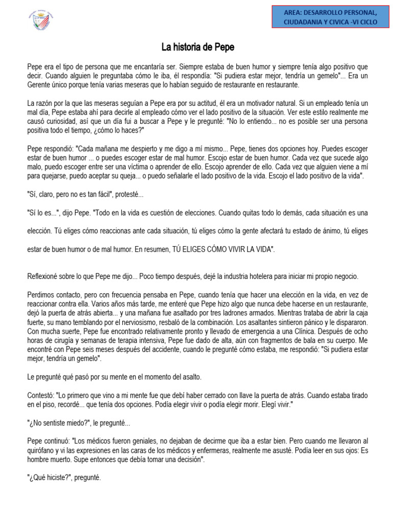La Historia de Pepe | PDF | Humor