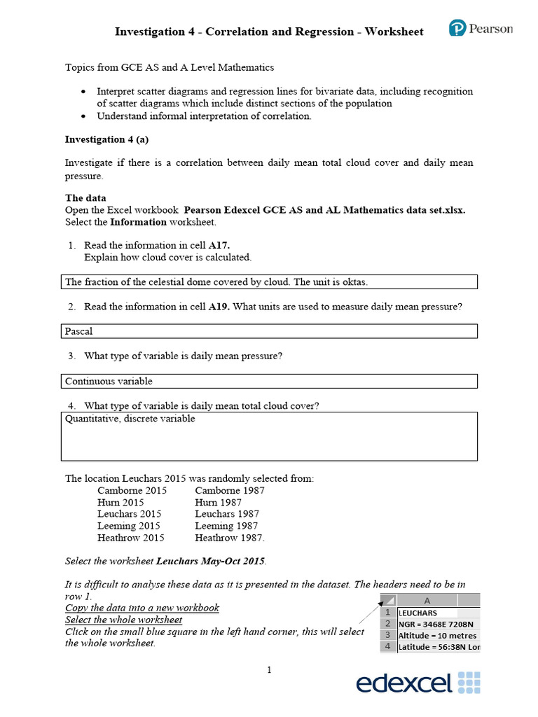 Correlation & Regression Analysis Worksheet | PDF | Linear Regression | Scatter Plot