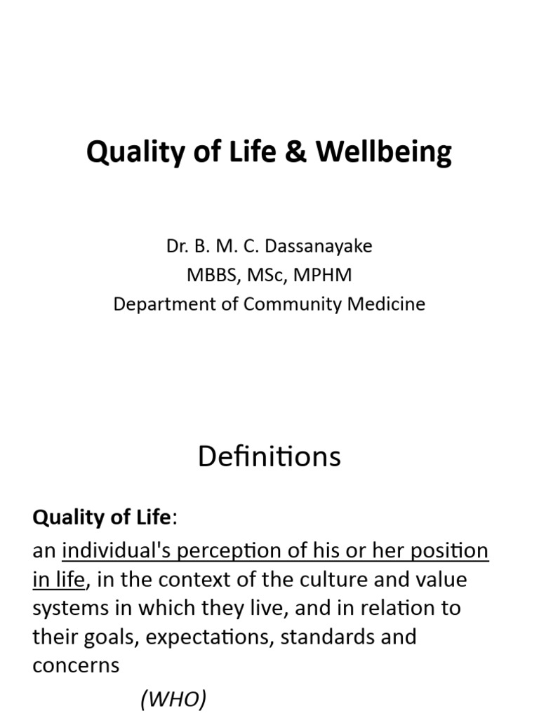 Quality of Life Wellbeing | PDF | Quality Of Life | Well Being