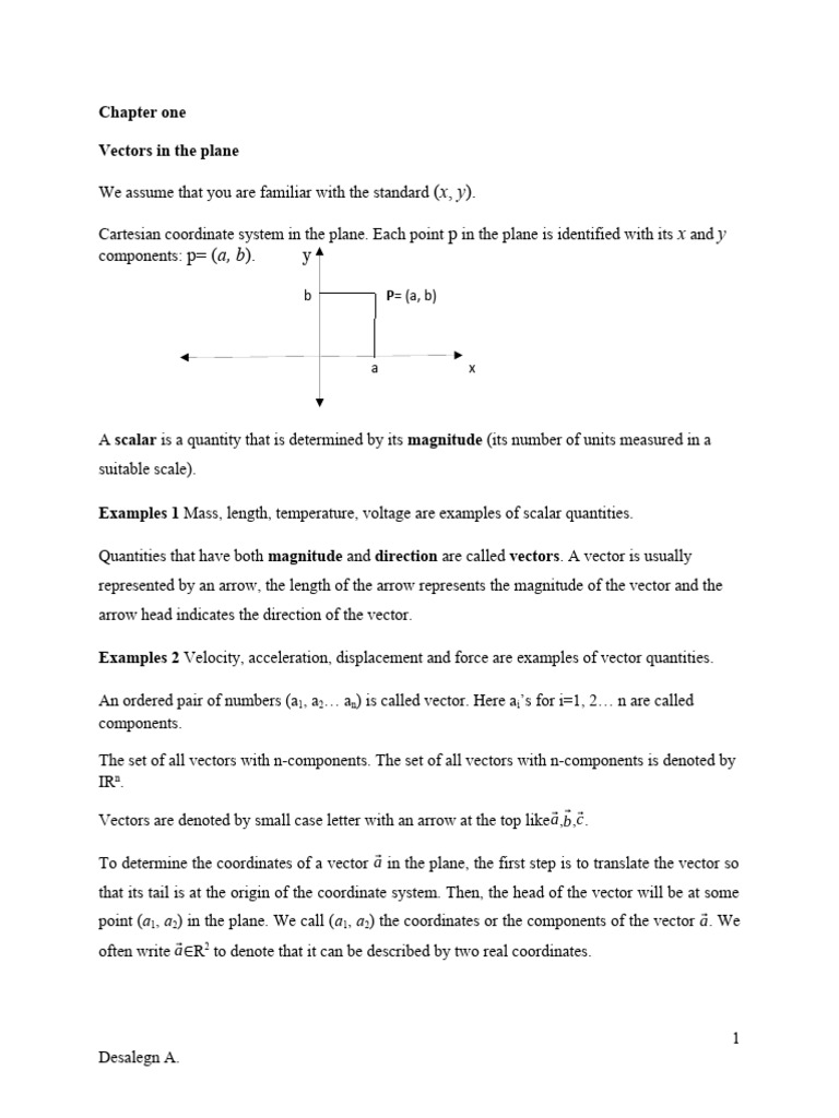 Chapter One Lecture Note | PDF | Euclidean Vector | Equations