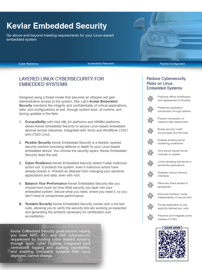 StarLab - Kevlar Embedded Security Datasheet | PDF | Security | Computer Security