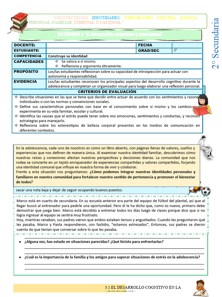 2° DPCC - Actv.01-Unid.1 2024 | PDF | Pensamiento | Adultos