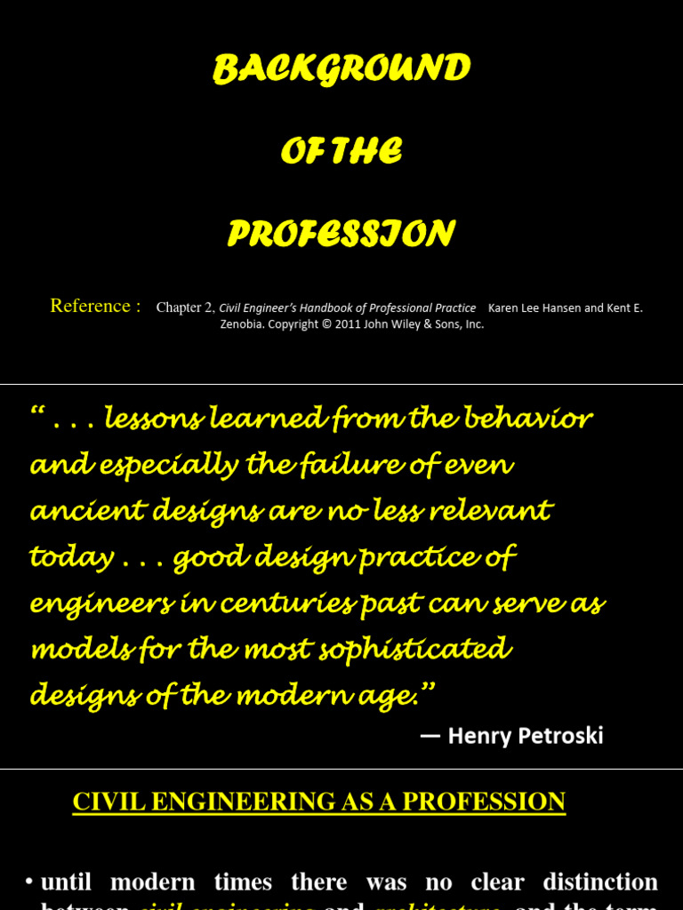 PPT_5-_CE_112_-_BACKGROUND_OF_THE_PROFESSION | Download Free PDF | Engineer | Civil Engineering