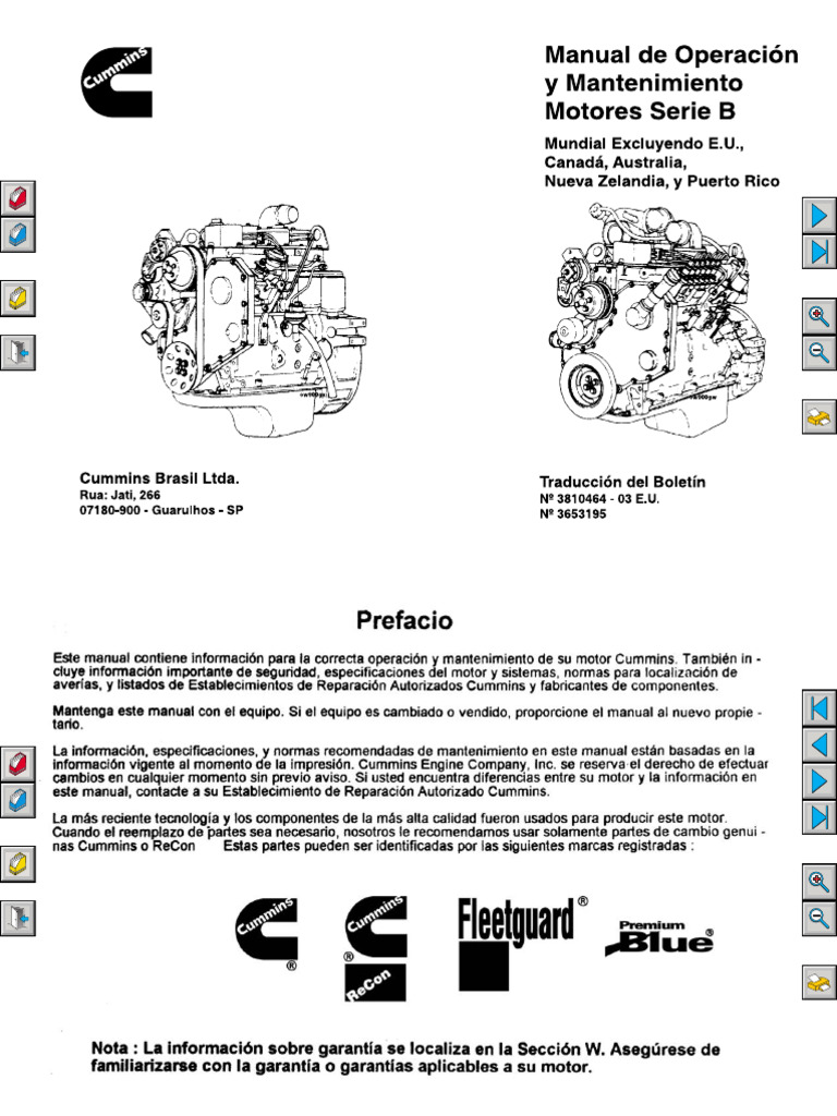 Motor Serie B - Operacion y Mantenimiento | PDF