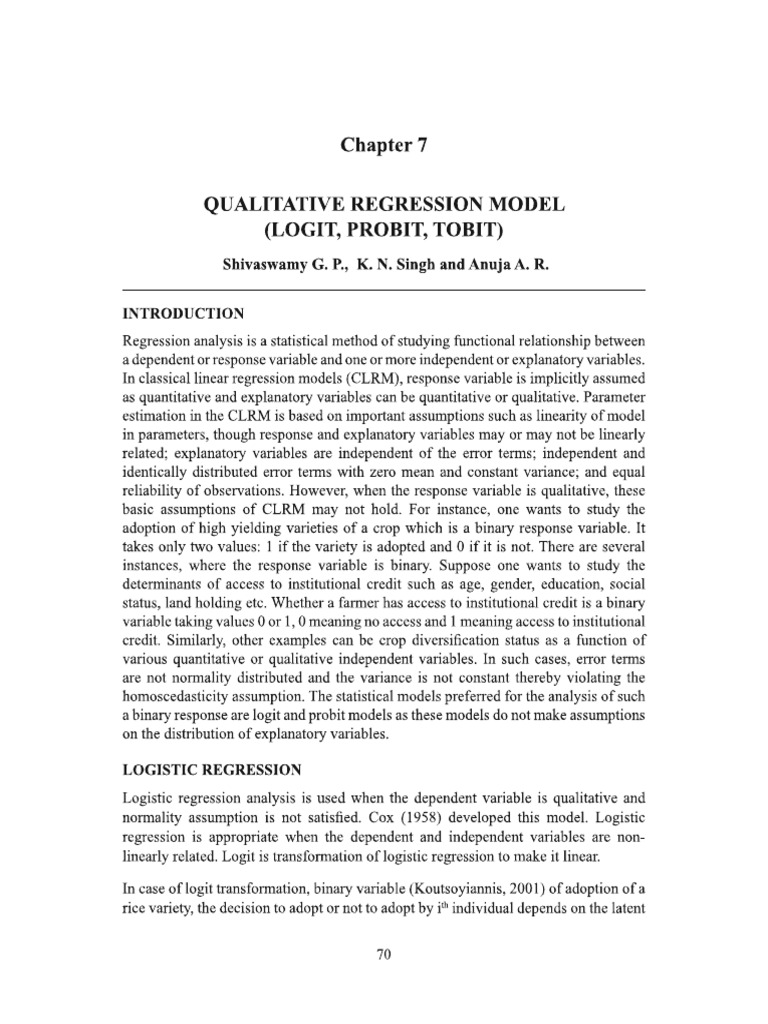Qualitative Regression Model | PDF