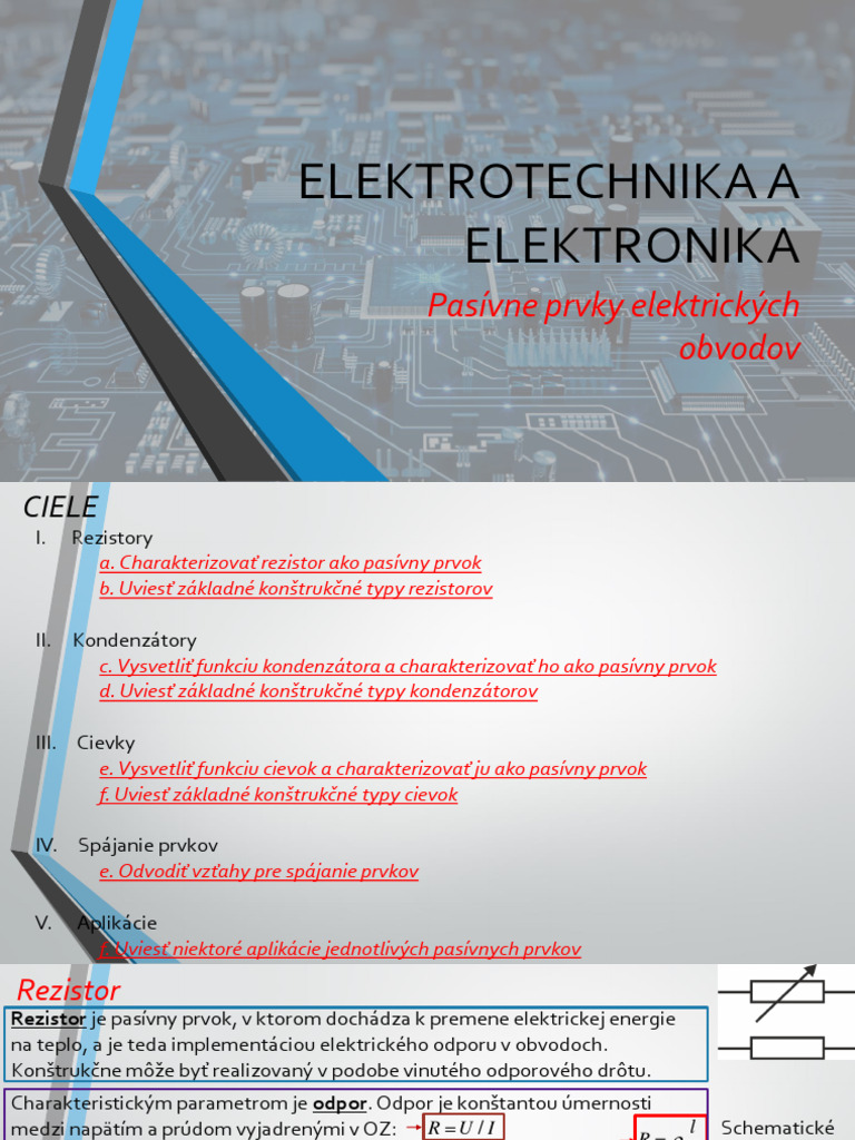 Pasívne Prvky Elektrických Obvodov | PDF