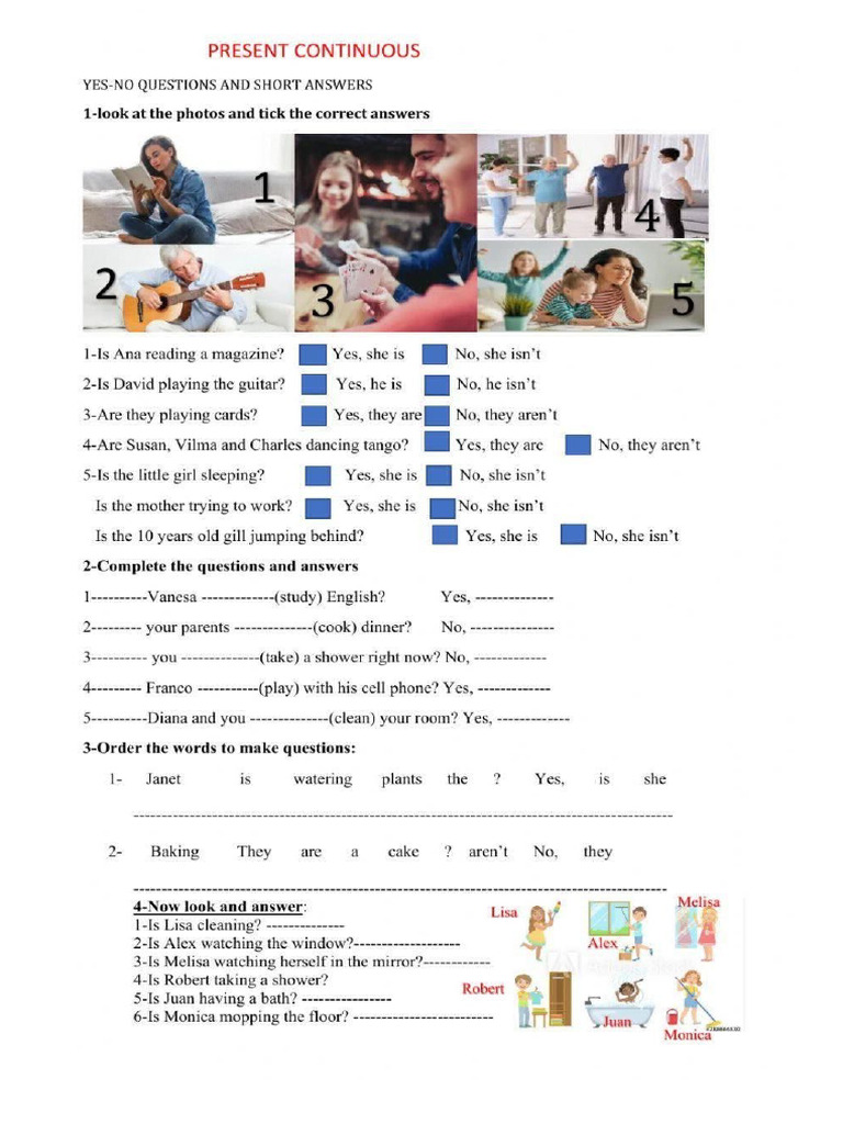 Present Continuous Yes No Questions Pdf