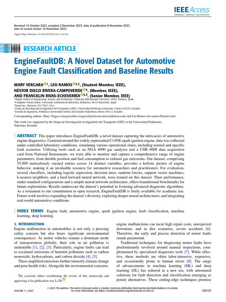 EngineFaultDB A Novel Dataset For Automotive Engine Fault ...
