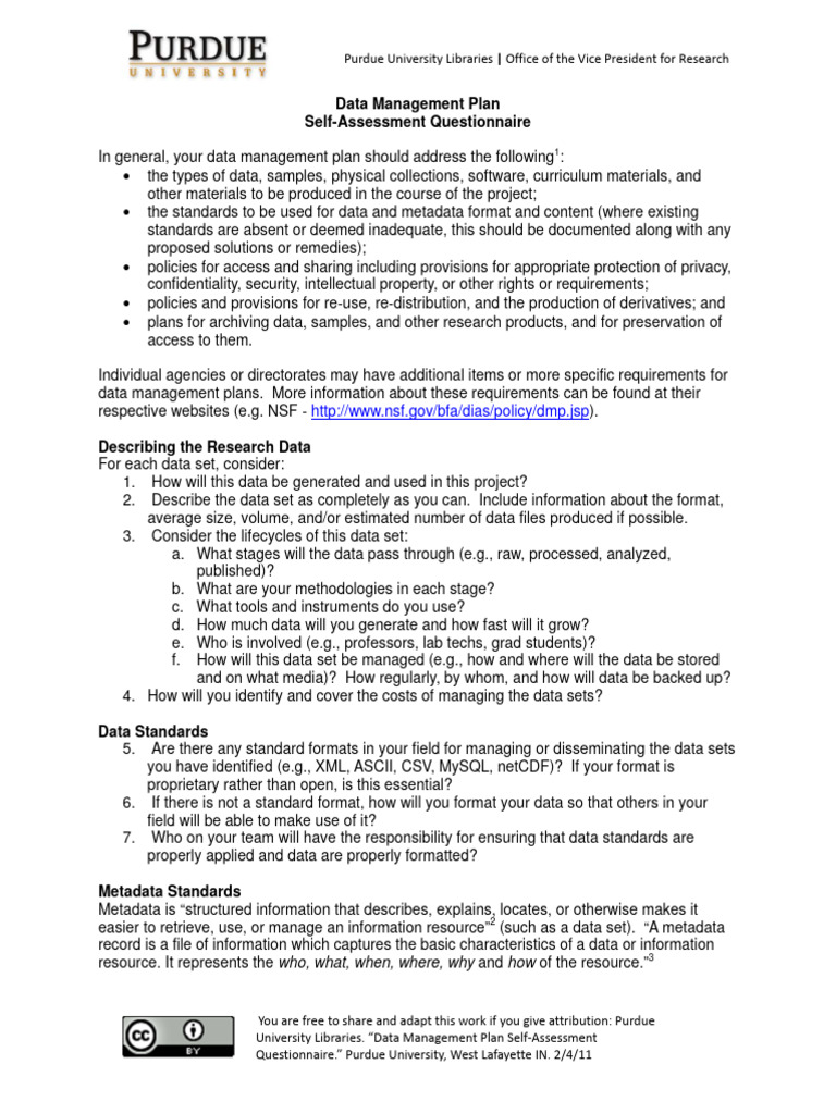 DMP Self Assessment | PDF | Metadata | Information Science