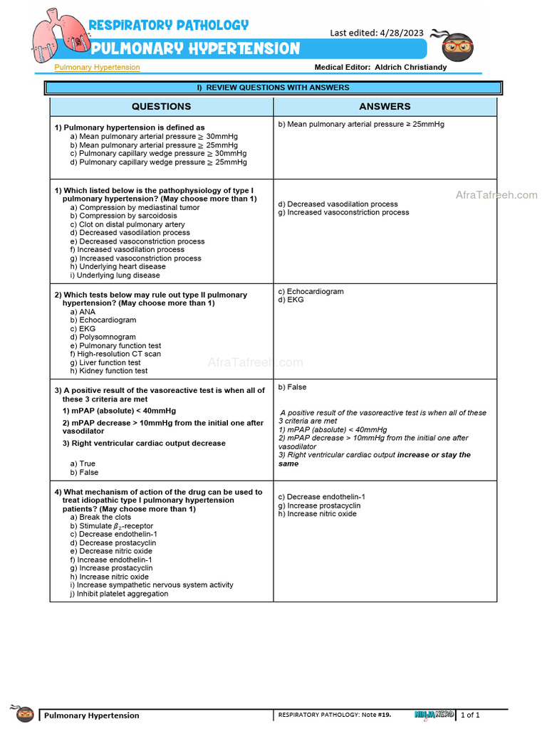Pulmonary Hypertension (3) Atf | PDF | Vasodilation | Hypertension