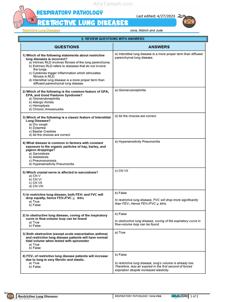 Restrictive Lung Diseases (3) Atf | Download Free PDF | Respiratory ...