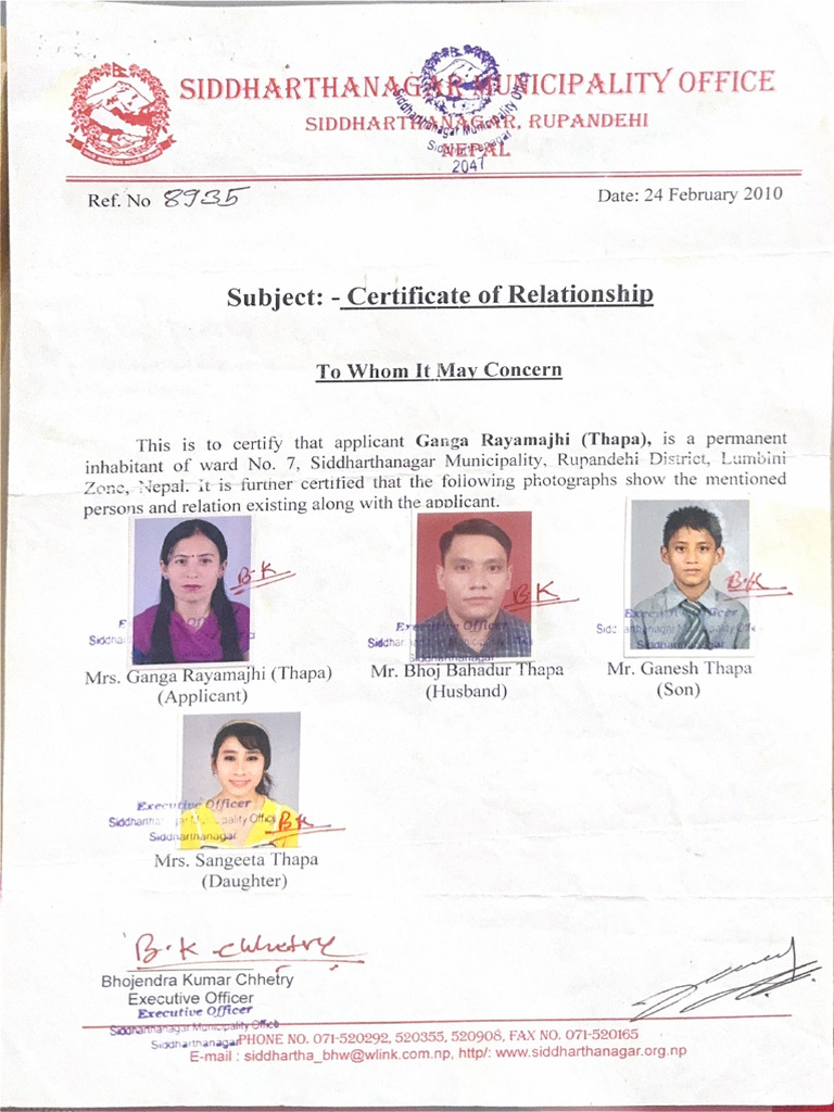 Relation Certificate | PDF