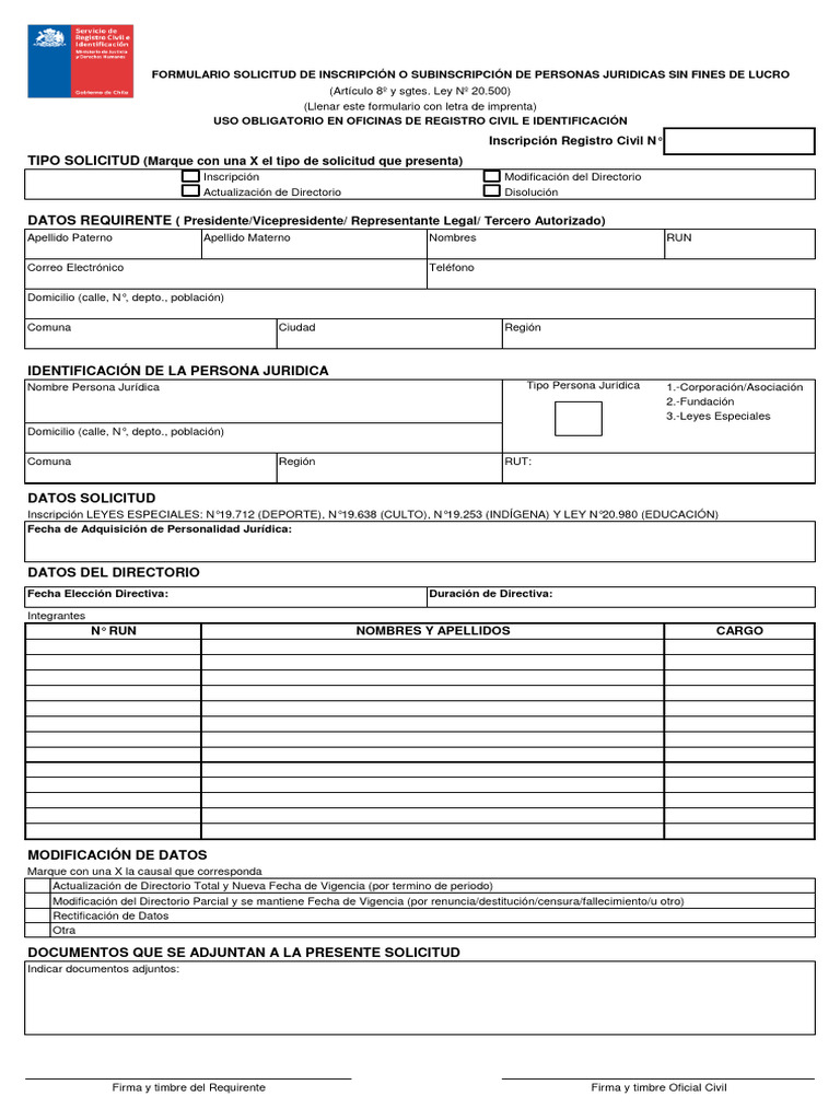 Formulario+e+Instrucciones+OFICINAS+REGISTRO+CIVIL | Descargar gratis PDF | Gobierno | Justicia