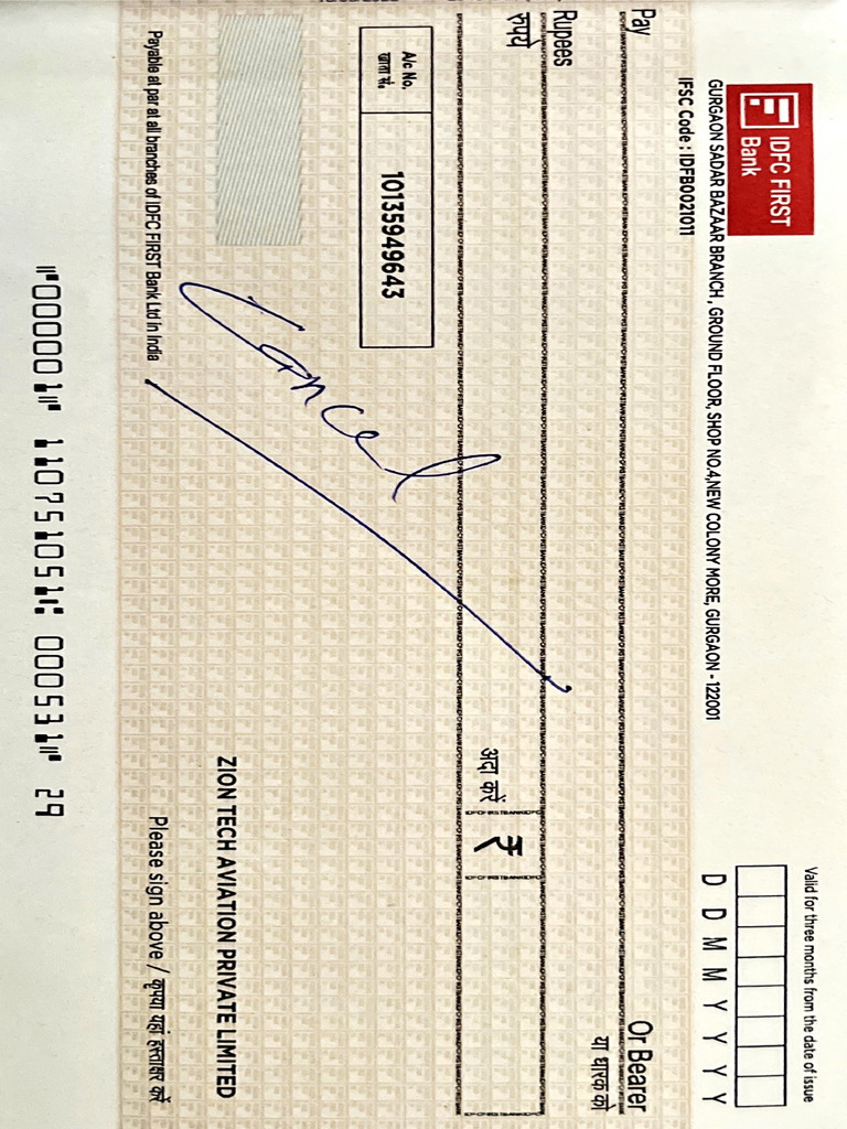 Cancel Cheque | PDF